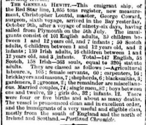 The General Hewitt – Portland Bay 1856 | Western District Families