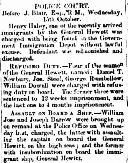 The General Hewitt – Portland Bay 1856 | Western District Families